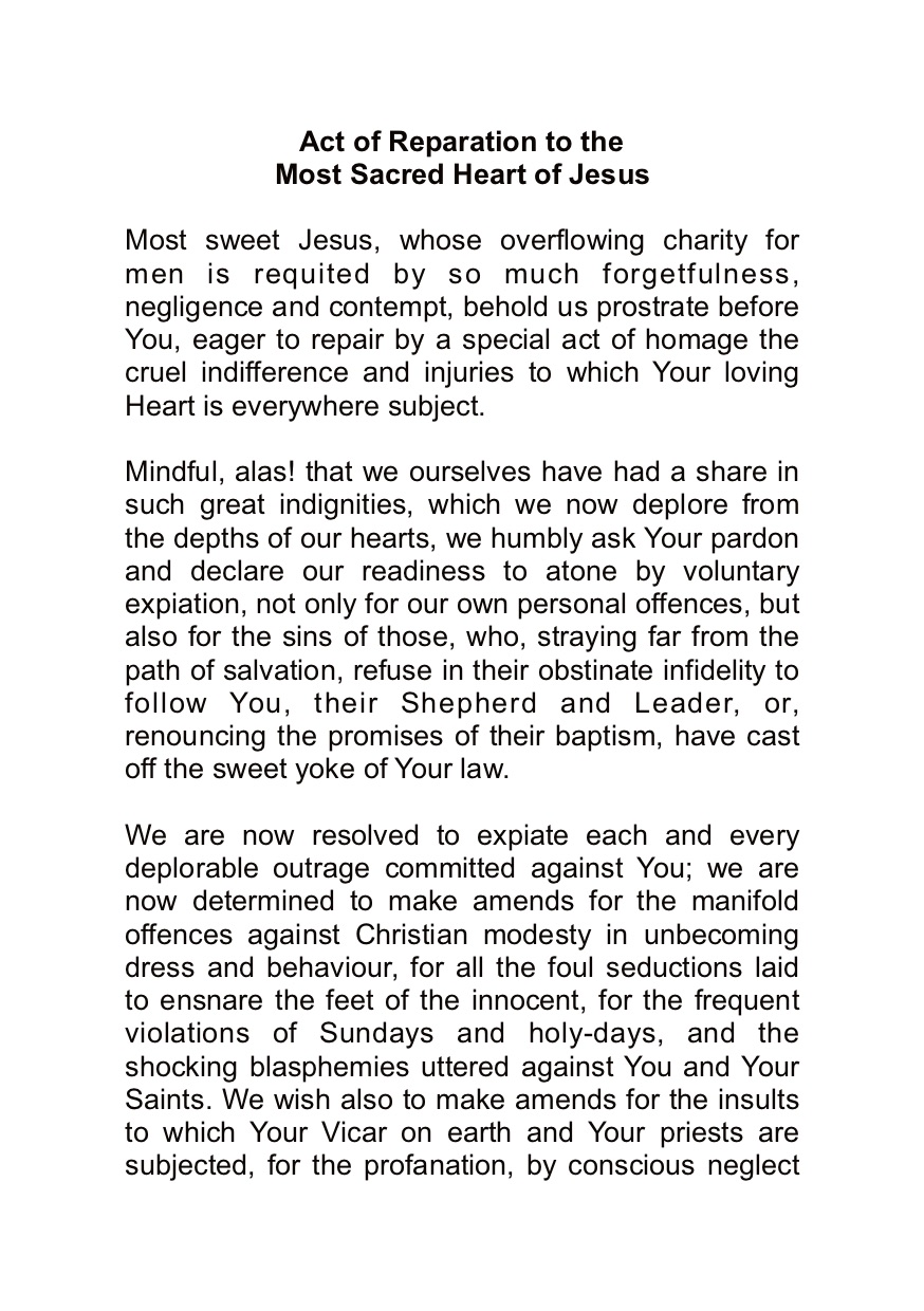Act of Reparation to the Sacred Heart - FSSP UK