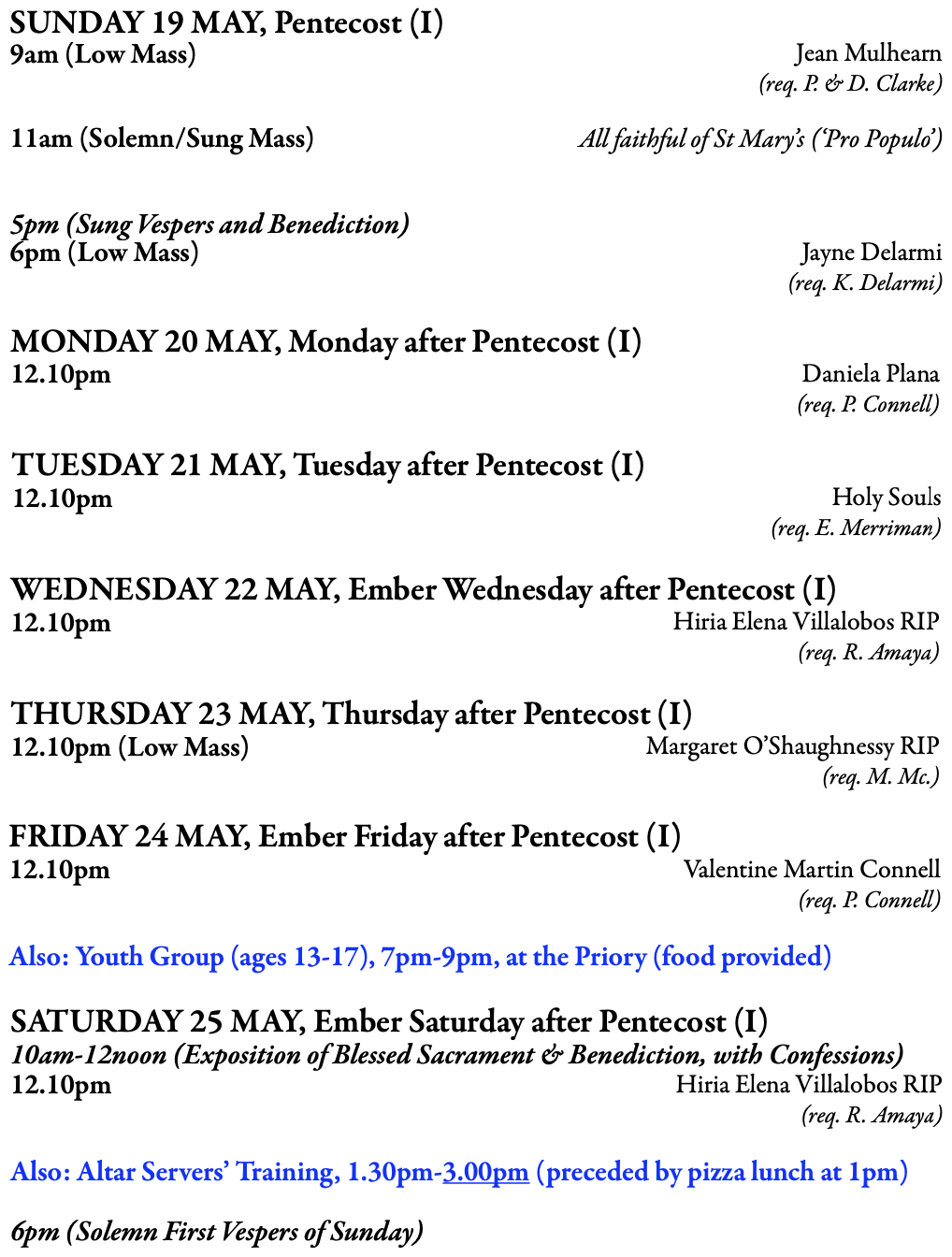 St Mary’s Shrine Bulletin, 19 May – 1 Jun 2024 - FSSP UK